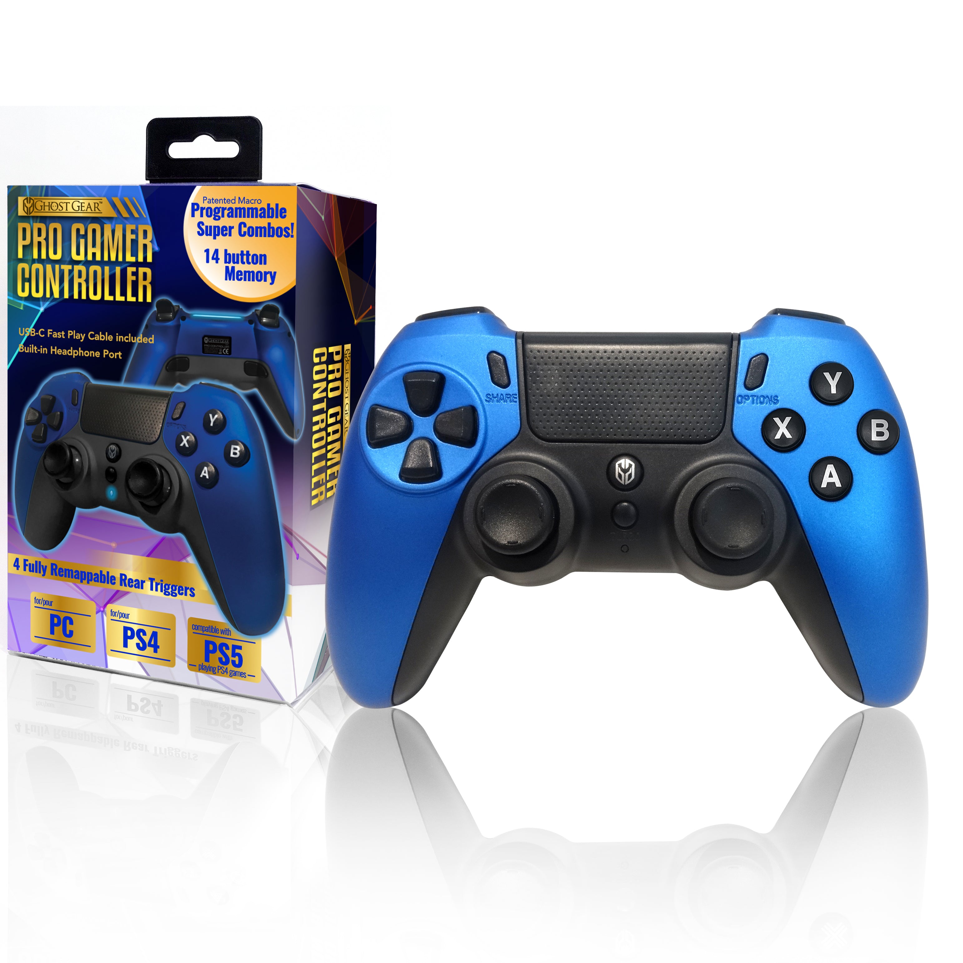 GG™ Pro Gamer Controller for PS4/PC - Metallic Blue – Ghost Gear Inc.